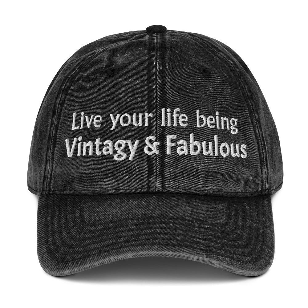 Vintage Cotton "Live Your Life" Cap White Text/Dark Cap – Antique Trader
